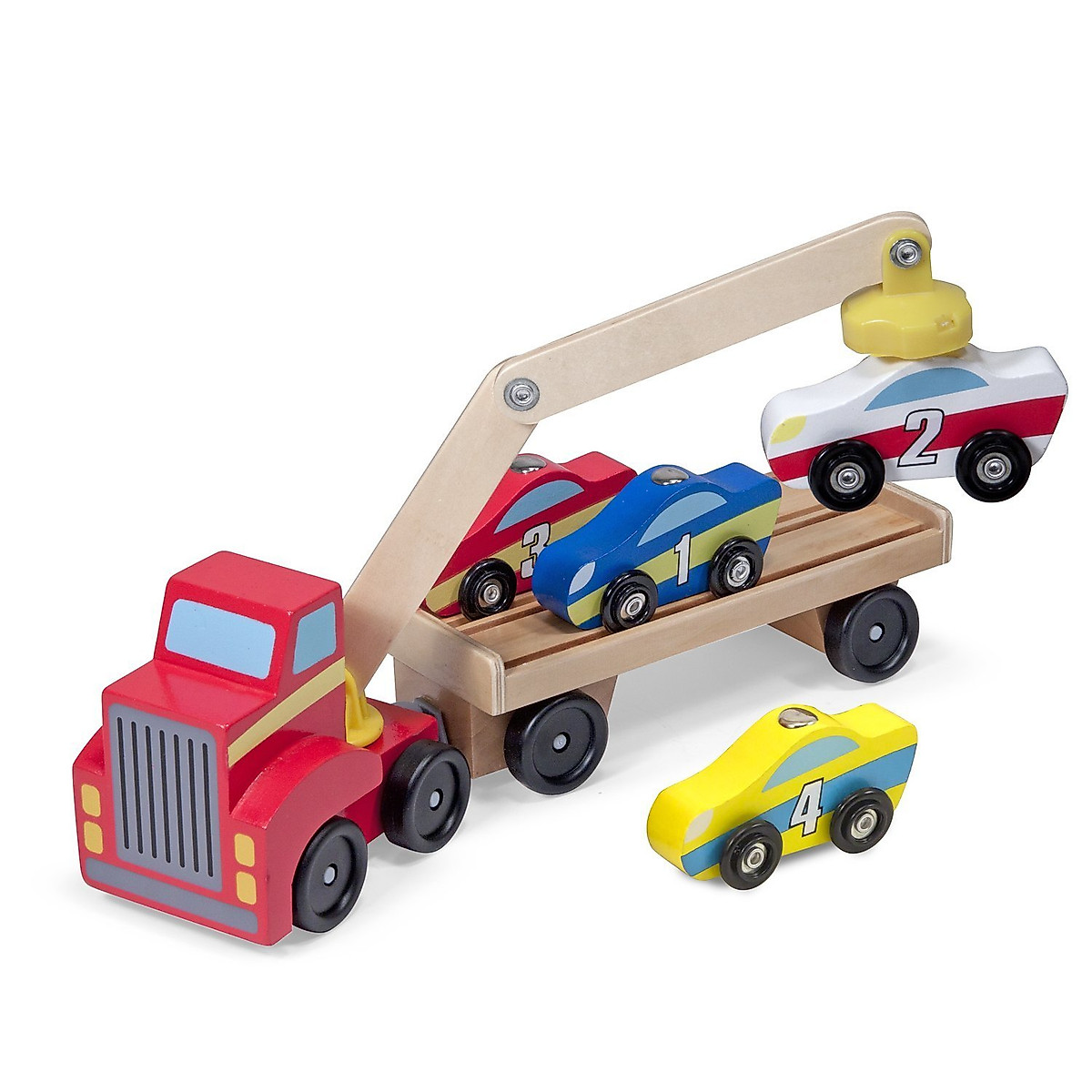 Melissa & Doug Wooden Car Loader Bundle with 1 Offical M&D Scratch Art Mini-Pad [93903]