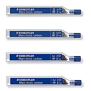 Staedtler Mars Micro Carbon pencil 0.7mm lead refill 2B & HB, Total 48 leads
