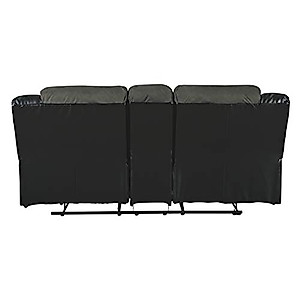 Signature Design by Ashley Earhart Faux Leather Manual Double Reclining Loveseat with Storage Console, Gray & Black