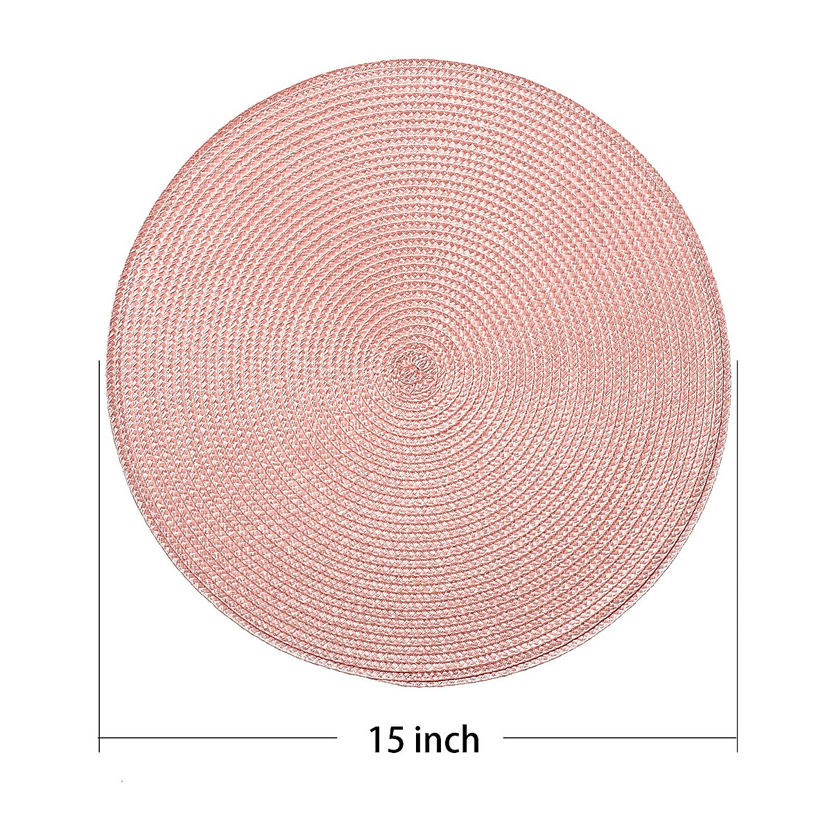 AHHFSMEI Round Braided Placemats 15 Inch Round Table Mats for Dining Tables Woven Heat Resistant Place mats Set of 6 (Pink)