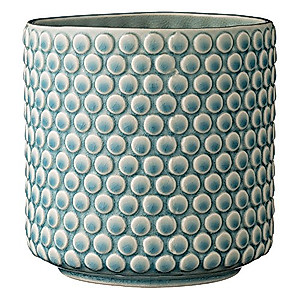 Bloomingville Coastal Stoneware Pot with Raised Dots and Crackle Glaze, Sky Blue, 6"