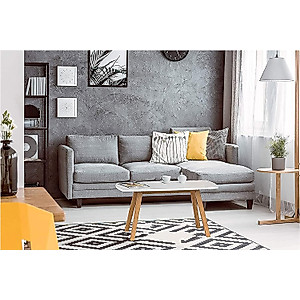 bonVIVO Small Coffee Table - Franz Designer Low Table w/Wooden Bamboo Frame for Sitting, Storage and Living Room Furniture for Men and Women - White