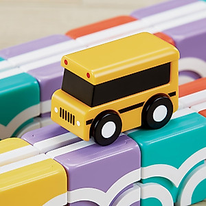 QBI Magnetic Blocks STEM Toys for Toddlers Aged 1+ Year Old Boys & Girls| 3D Colorful Magnetic Building Blocks with 1 School Bus| Preschool Toys, Montessori Game (13 Pieces)