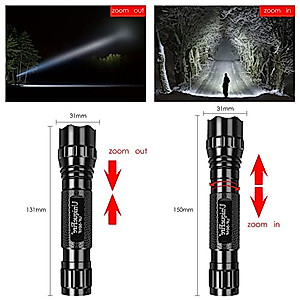 UniqueFire 501F Small Tactical Flashlight with Holster, Mini LED Zoomable Flashlight High Lumen Duty Flashlights with IPX-65 Waterproof EDC Flashlight Bright Flashlight (501F_1M)