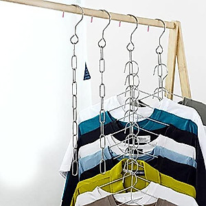 6Pcs Saving Space Clothes Hanger Chains Stainless Steel Clothes Hanger Organizer Wardrobe Space Saver Hanger Multi-Layer Hangers Chains College Dorm Room Essentials Hangers