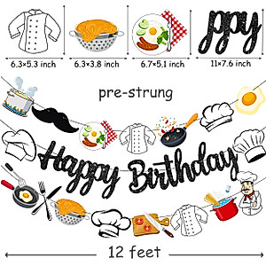 Chef Birthday Party Decoration Cook Party Decoration Cooking Happy Birthday Banner 3pcs Cook Kitchenware Theme Banners for Cooker Masterchef Birthday Party Baby Shower Supplies