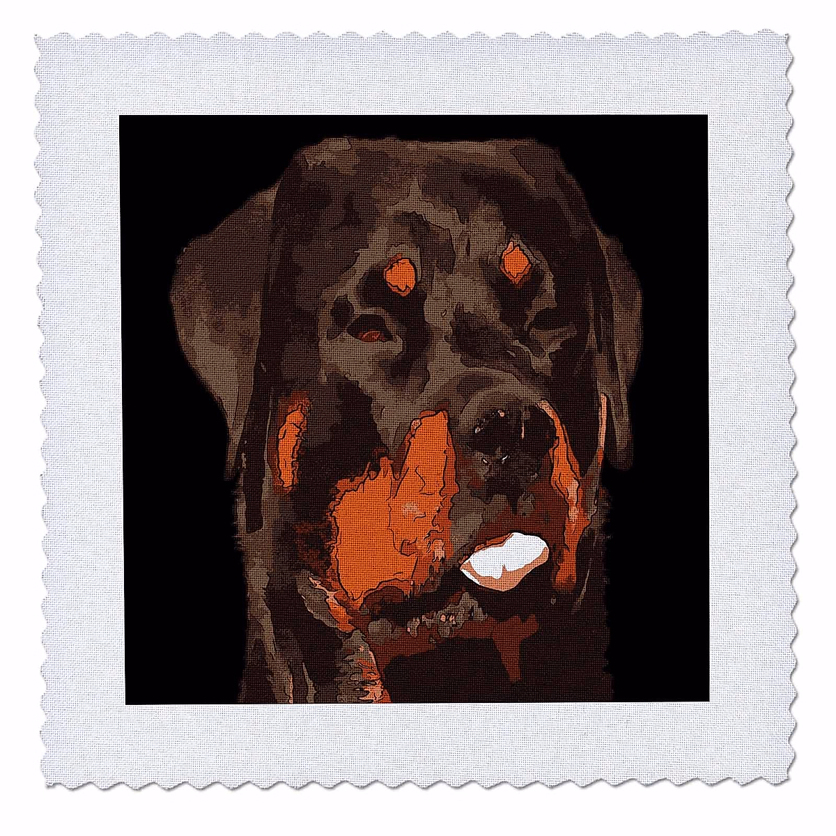 6x6 inch Quilt Square - Cartoon Style Nerdy Rottie Sticking Tongue Out Vector Art - Rottweiler