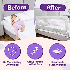 Bed Rail for Toddlers - Extra Long Toddler Bedrail Guard for Kids Twin, Double, Full Size Queen & King Mattress - Baby Bed Rails for Children (Grey XL)
