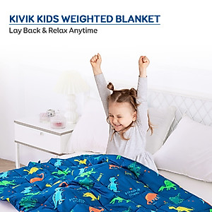 Kivik Toddler Weighted Blanket 3 lbs, Kids Weighted Blanket for Children, Soft Children Heavy Throw Blanket for All-Season Sleeping, Blue Dinosaur 36x48 Inches