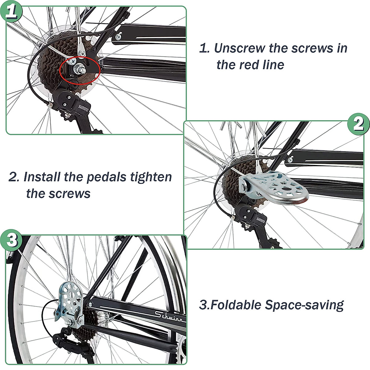 Samyoung Bicycle Rear Back Seat Cushion Armrest Footrest Set, Wide Child Bike Seat Back Safety Armrest Handrail Feet Pedals, Kids Bike Seat Carrier (Black)