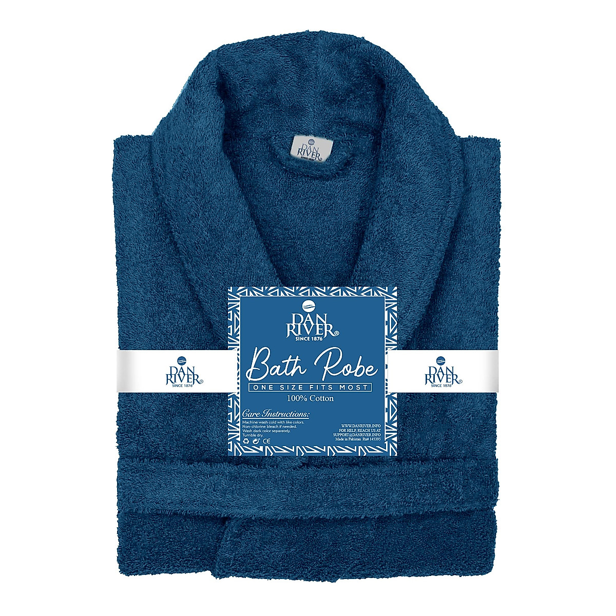 DAN RIVER Premium Cotton Terry Robes for Women and Men, Ultra Soft bathrobe with Adjustable Waist Belt and Pockets Pack of 1