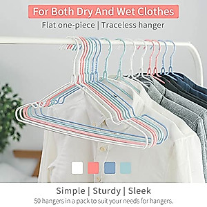 Traceless Hangers Clothes Hangers 50 Pack-Random Color,Coat Hangers, No Shoulder Bump Suit Hangers