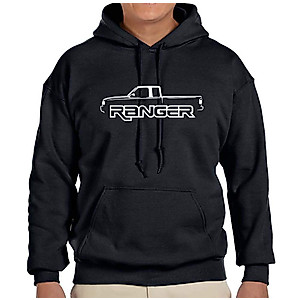 Ford Ranger Pickup Truck Classic Outline Design Hoodie Sweatshirt large black