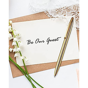 Cambond Ballpoint Pens, Guest Pen Stainless Steel Nice Pens for Guest Book Uniform Christmas Gift - Black Ink (1.0mm Medium Point), 3 Pens with 6 Extra Refills (Gold)