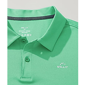 Willit Boys' Golf Polo Shirts Short Sleeve Youth Athletic Shirts Kids Quick Dry Active Shirts UPF 50+ Light Green L