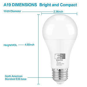 Qualilux Dusk to Dawn Light Bulbs Outdoor 850 Lumen, 60W Equivalent, Warm White 3000K, LED 9.5W, Non-Dimmable, A19, E26 Base, 4-Pack, HQ-H009