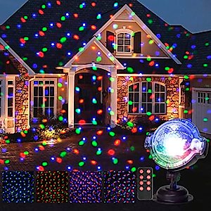 EAMBRITE Multi Activated Party Lights with Remote and Base for Show Club Pub Disco Multi Function Rotating Falling Snow Projector for Xmas Moving Points Landscape Lights for Home Yard Garden