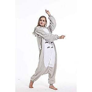 Sqlszt Animal Onesie Adult One Piece Pajamas Unisex Cosplay Costume for Women Men XL Grey