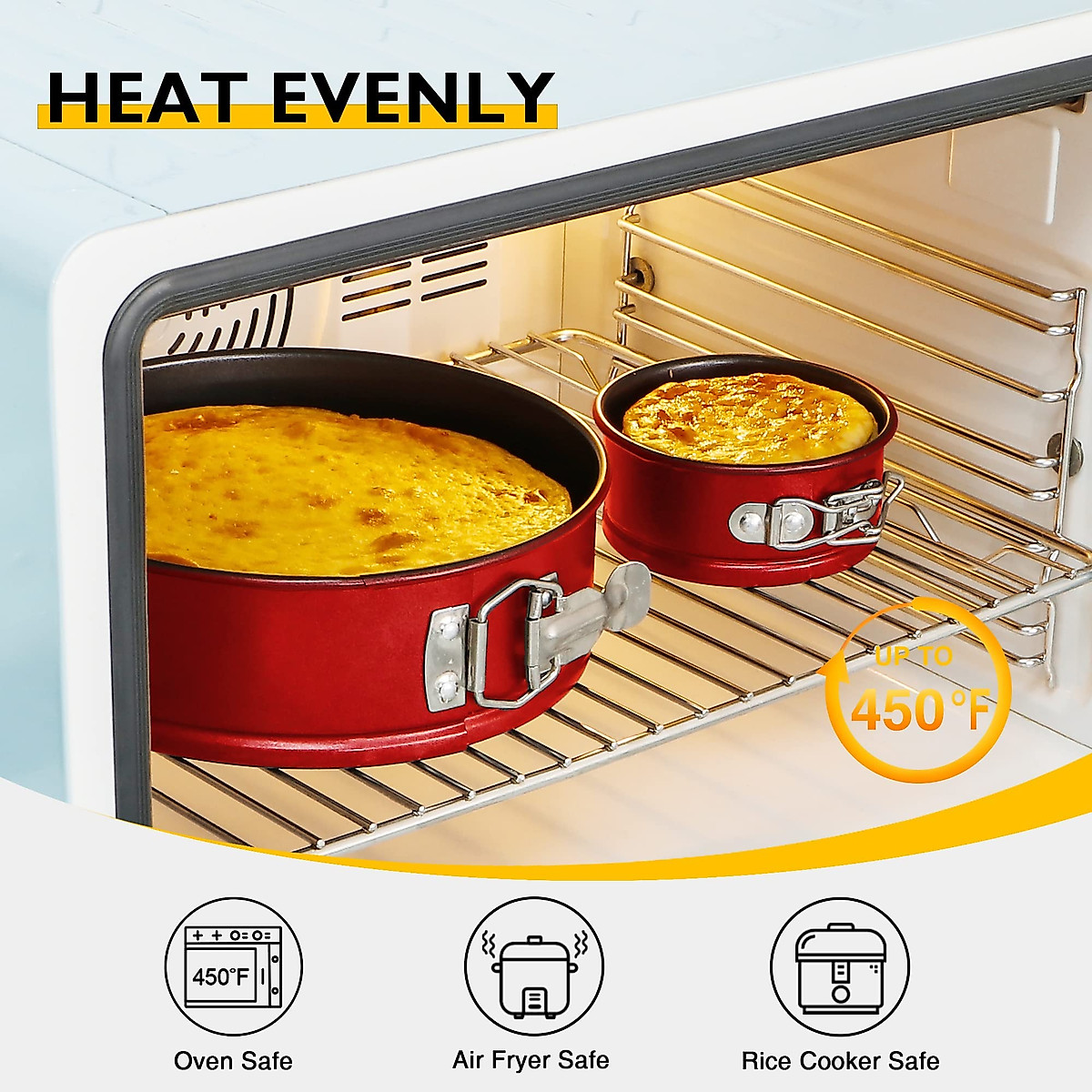 Springform Pan set, Nonstick Leakproof 3 Pcs(4"/7"/9") Cake Pan Bakeware Cheesecake Pan with 3 PcsIcing Spatula, Baking Pan, Round Cake Pans, Cake Decorating Kit, Baking Supplies, Cake Mold-Red