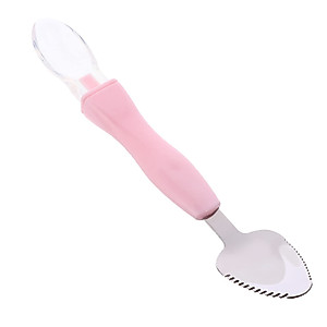 Zerodeko Silicone Baby Spoon, Baby Self Feeding Spoon with Fruit Scraper, First Feeder Spoon Safety Food Spoon for Infant, Toddler, Kids, Gifts for Babies, Parents (Pink)