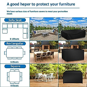 WANOCEAN Patio Furniture Covers Waterproof, Patio Table Cover Rectangle Outdoor 137" L x 102" W x 35" H 420D Oxford Fabric Dustproof with Storage Bag, Fits for Dining Square Table Sofa and Chair