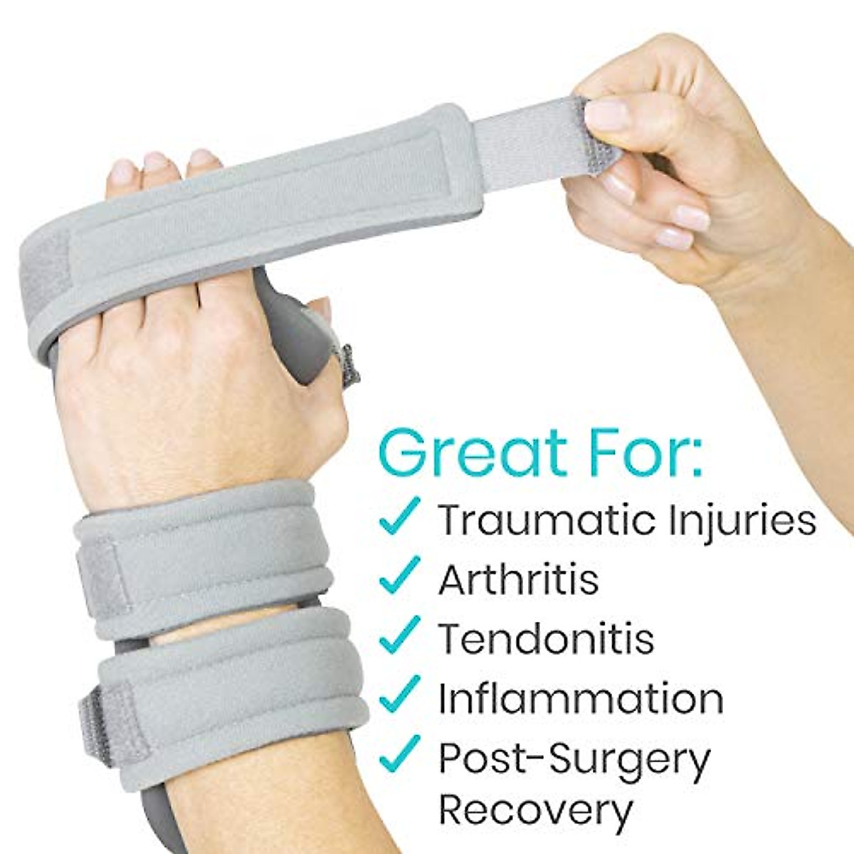 Vive Resting Hand Splint (Left) - Night Immobilizer Wrist Finger Brace - Thumb Stabilizer Wrap - for Arthritis, Tendonitis, Carpal Tunnel Pain - Functional Support for Sprains Fractures (Small)