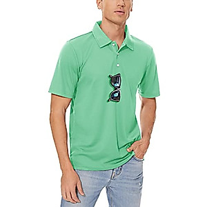 MAGCOMSEN Polo Shirts for Men T Shirts Summer Shirts Casual Collared T-Shirts Golf Shirts Fishing Shirts Tactical Polo Shirt Pique Jersey Athletic Running Shirts Golf Polos Mint Green