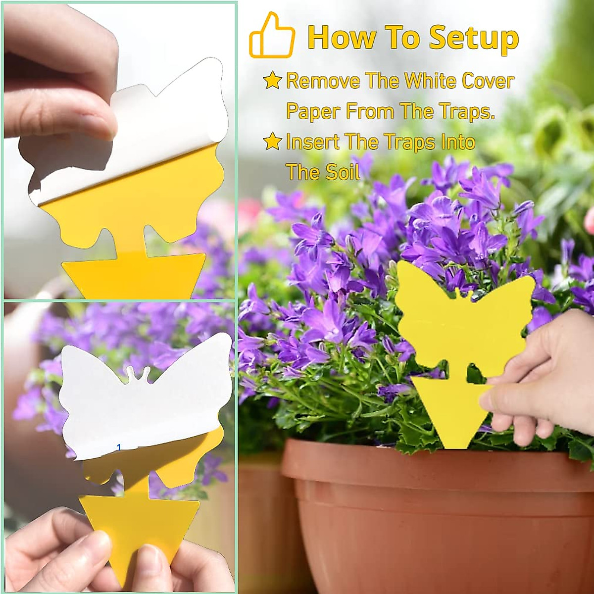 PLANTCHY 24 Pcs Fruit Fly Traps Yellow Sticky Traps Pest Insect Bug Catcher Killer Fungus Gnat Traps for House Indoor Outdoor Plants and Kitchen, Non-Toxic and Odorless, 4 Shapes