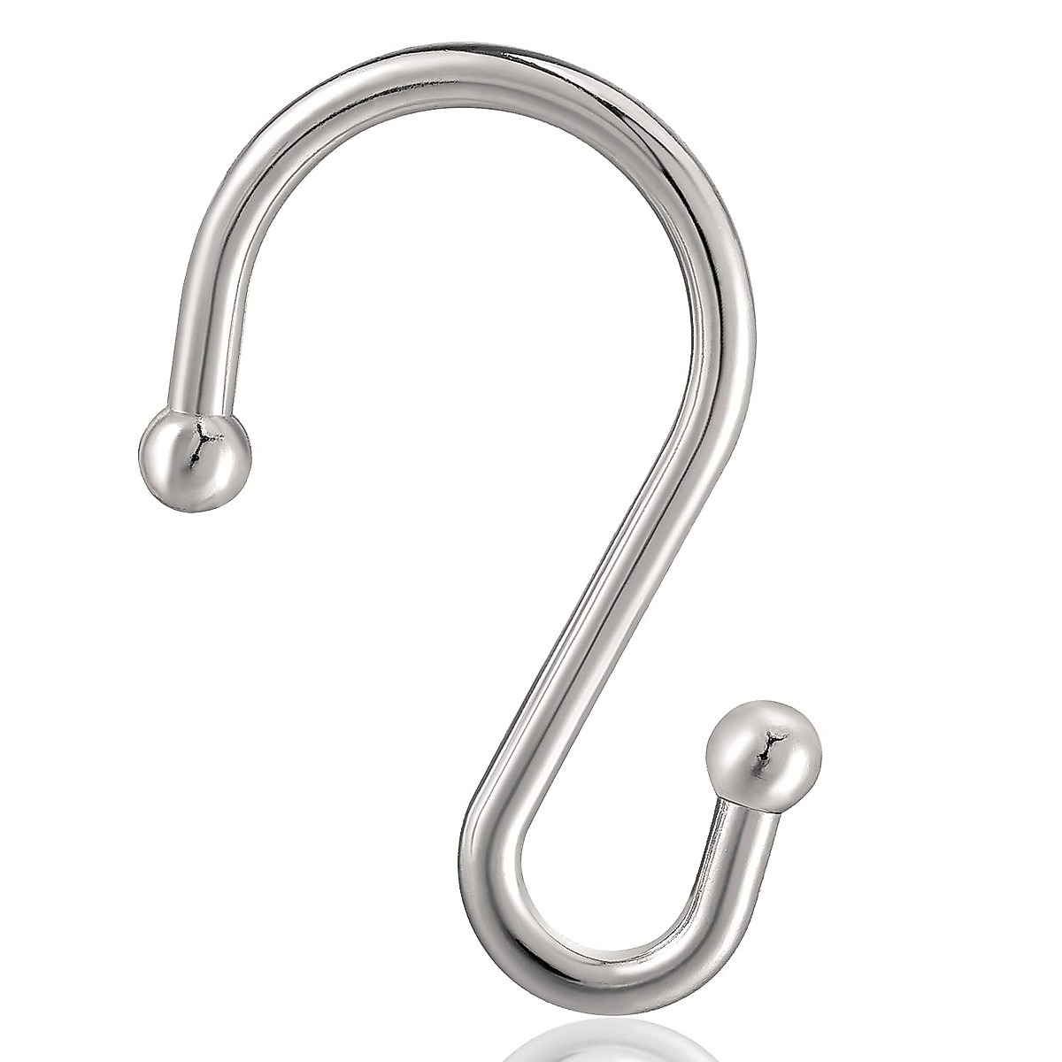 Nickel Shower Curtain Hooks, Rust Proof Shower Curtain Rings for Bathroom, Set of 12 CHICTIE Silver S Shaped Decorative Shower Curtain Hooks Hangers for Bathroom Curtains,Clothing, Towels, etc