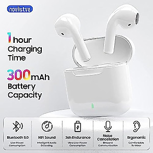 Wireless Earbuds Headphones Bluetooth 5.2 IPX7 Waterproof Noise Cancellation 25H Battery Headset Hi-Fi Stereo Sound with Charging Case Bluetooth Earphones with Mic for iPhone/Samsung