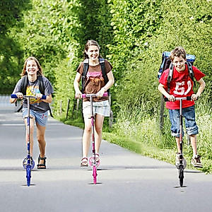 ChromeWheels Kick Scooter, Deluxe 8" Large 2 Light Up Wheels Wide Deck 5 Adjustable Height with Kickstand Foldable Scooters, Best Gift for Age 9 up Kids Girls Boys Teens, 180 lbs Weight Limit, Black