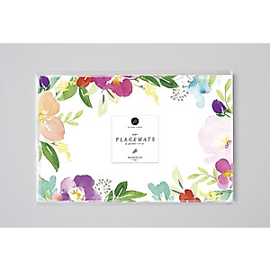 DB Party Studio Paper Placemats 25 Count Disposable Easy Cleanup Place Mats for Parties Beautiful Tropical Flowers Kitchen Dining Table Setting Dinner Event Decor 17" x 11" Thick Paper Hostess Pack