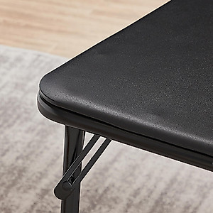 VECELO Folding Table Desk 47’’ with Collapsible Legs & Vinyl Upholstery, No Assembly Needed, Metal, Black, 47'' x 20'