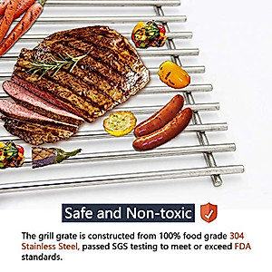 Hongso 17 inch Solid SUS 304 Stainless Steel Gas Grill Grids Grates Replacement for Home Depot Nexgrill 720-0830H, Kenmore and Uniflame Gas Grills, Set of 2 (SCA192)…