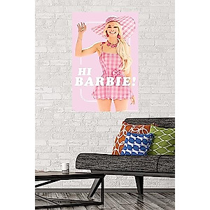 Trends International Mattel Barbie: The Movie - Hi Barbie Wall Poster, 22.37" x 34.00", Poster & Mount Bundle