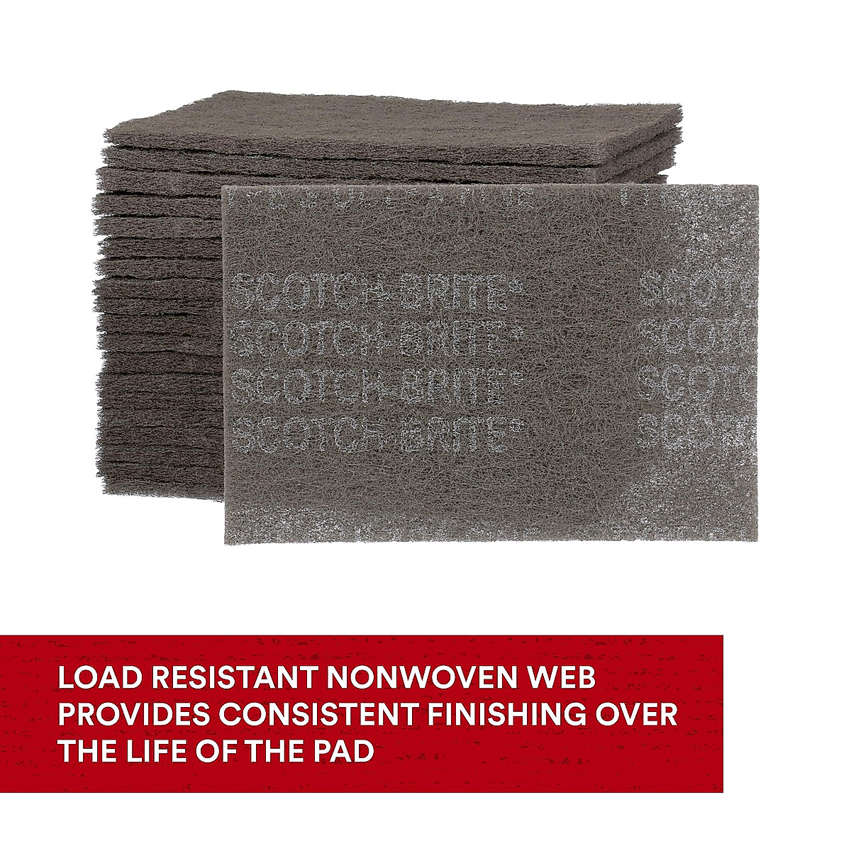 Scotch-Brite Ultra Fine Grade 7448 Hand Pad, Pack of 3, 6 in x 9 in Hand Pads, Nonwoven Silicon Carbide, Surface Preparation, Scuffing, and Cleaning, Gray