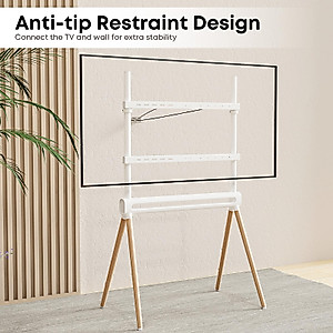 PUTORSEN Artistic Easel TV Floor Stand for 49 to 70 inch LED LCD Screens, Studio TV Display Stand with VESA 200x200 to 600x400mm and Max Load 100 Lbs, Adjustable TV Mount with 4 Legs, Color White