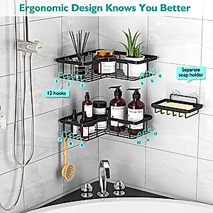 YASONIC Corner Shower Caddy and Adhesive Shower Caddy, Storage Organization for Bathroom, Save Space, Bundle Sales - 2 Pack