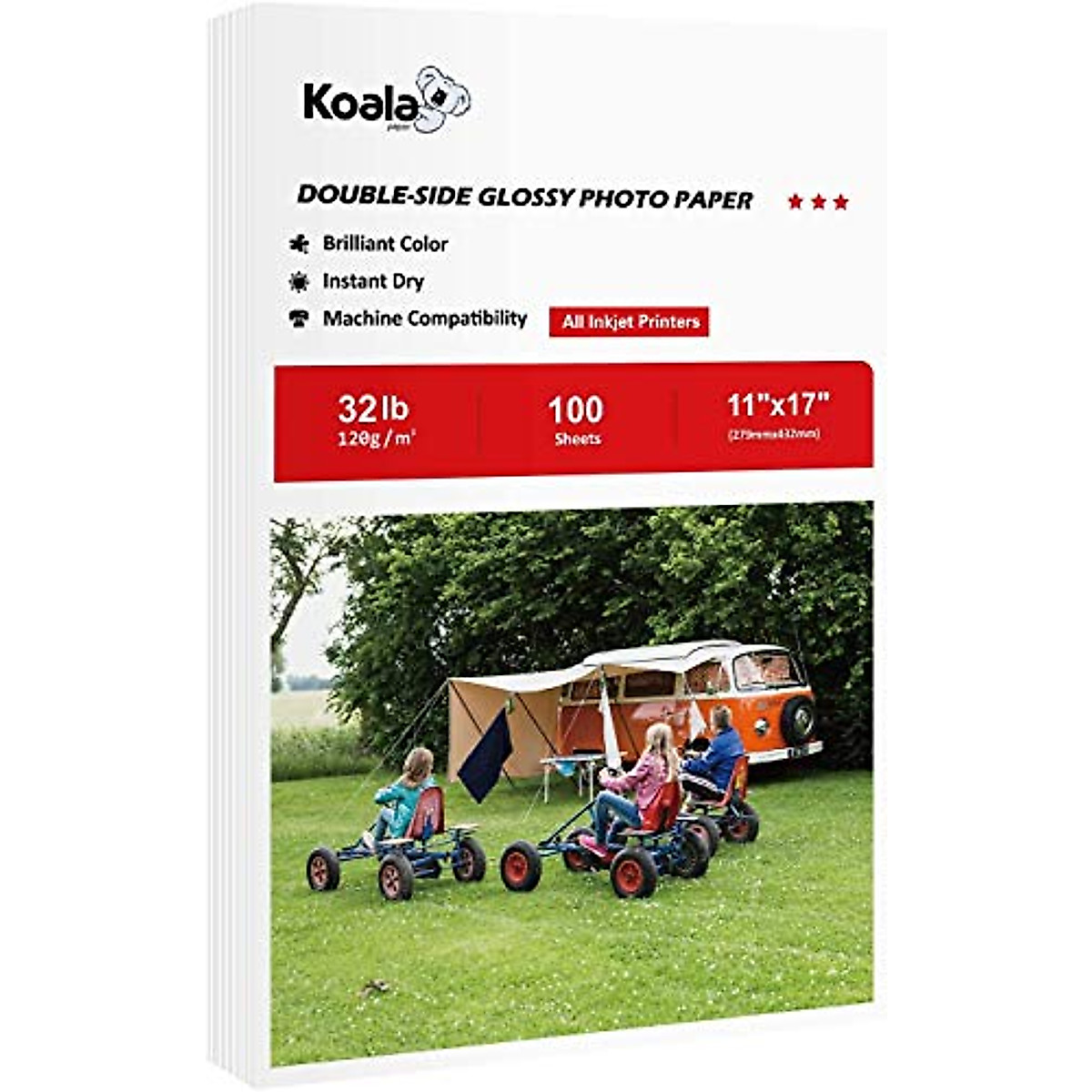 Koala Hot Thermal Laminating Pouches 3 mil 11.5x17.5 Inches and Double-Side Glossy Inkjet Photo Paper Total 155 Sheets