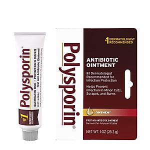 Polysporin First Aid Topical Antibiotic Skin Ointment with Bacitracin Zinc & Polymyxin B Sulfate, For Infection Protection & Wound Care, Neomycin-Free, Travel Size, 1 oz
