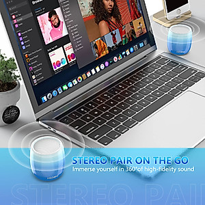 INSMY Small Bluetooth Speaker, Waterproof Mini Speakers Portable Wireless, Punchy Bass Rich Audio, Stereo Pairing, Handheld Pocket Travel Size Built-in Mic for Phone Laptop Tablet Gift (Blue)