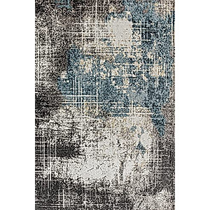 Rugs America Jaelyn JD45B Midnight Distressed Transitional Black Area Rug, 2'6" x 4'