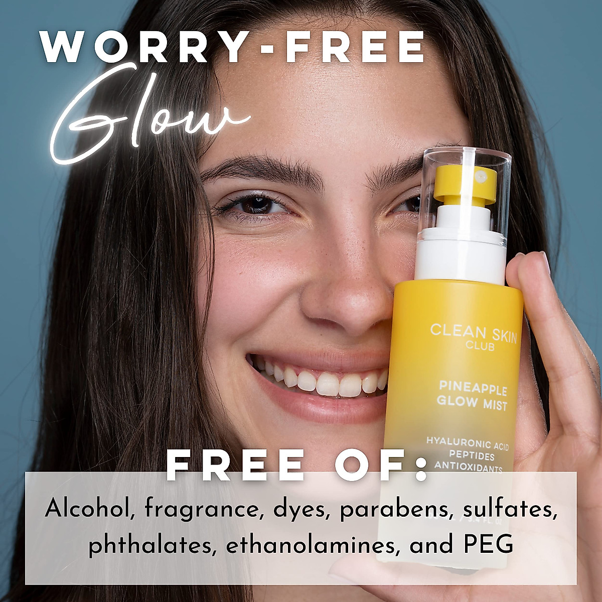 CLEAN SKIN CLUB Pineapple Glow Mist | Hyaluronic Acid + Peptides | Papaya + Coconut Extracts | Hydrating & Fortifying Face Spray | Vegan & Cruelty Free
