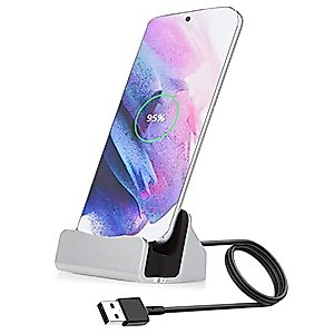 USB C Fast Charger Dock Station, AKwor Charging Desktop for Samsung Galaxy S8, Note8, LG G5 G6 V20, HTC 10, Microsoft Lumia 950 XL, Google Pixel, OnePlus 5-Silver
