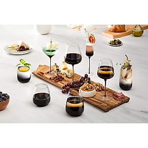 JoyJolt Black Swan Rocks Glass And Highball Glass Collection,Premium Crystal Glassware, Set Of 8