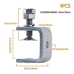 4PCS C-Clamp Stainless Steel Clamps Heavy Duty Bracket for Woodworking Mount, with Wide Jaw Openings