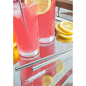 Outset Stainless Steel Straight Reusable Straws, 1 x 4.5 x 10 inches, Metallic