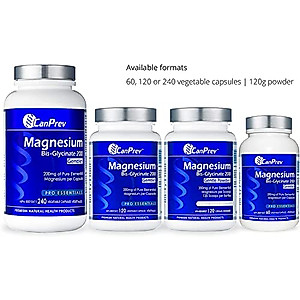 CanPrev Magnesium Bisglycinate (120 Count (Pack of 1), 200mg - Gentle)