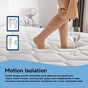 Uapev King Mattress,12inch Thickness Mattress in A Box,Memory Foam Hybrid Mattress,with Individual Pocket Spring for Motion Isolation & Silent Sleep,Pressure Relief,Plush Texture.