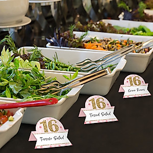 Big Dot of Happiness Sweet 16-16th Birthday Party Tent Buffet Card - Table Setting Name Place Cards - Set of 24